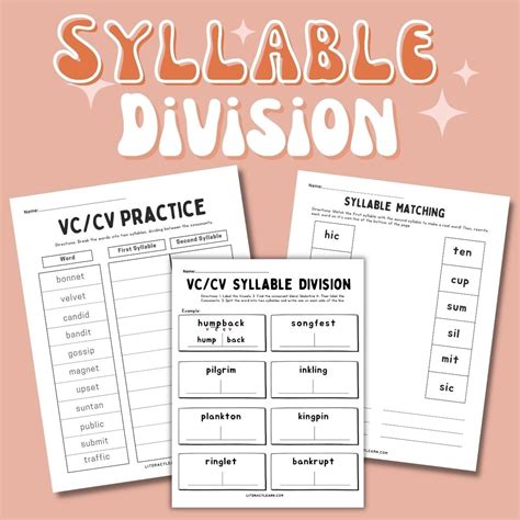 Syllable Division Practice With Vccv Words 3 Free Pdfs Literacy Learn