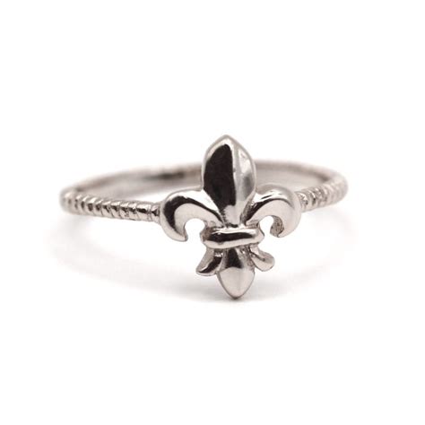 Antique Fleur De Lis White Solid Gold Ring VicStoneNYC Fine Jewelry