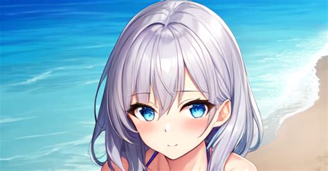 女の子 銀髪巨乳 紫ビキニ Himaniaのイラスト Pixiv