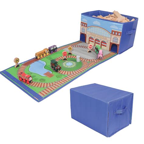 Zany Trains Train Storage Bin And Play Mat Wooden Railway Take