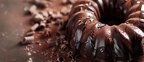 Premium Photo Chocolate Bundt Cake Topped With Chocolate Ganache