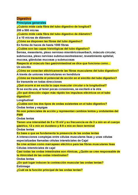 Cuestionario fisiología del tubo digestivo Digestivo Principios