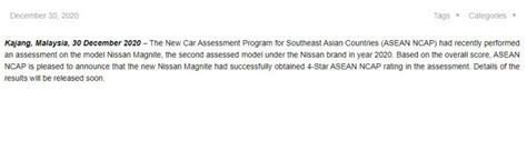 Nissan Magnite Scores 4 Stars In Asean Ncap Crash Test Team Bhp