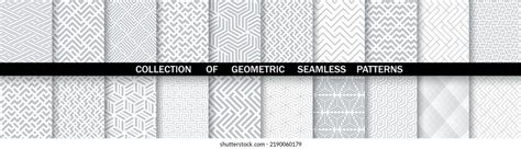 Geometric Set Seamless Gray White Patterns Stock Vector Royalty Free