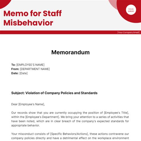 Free Memo For Staff Misbehavior Template To Edit Online