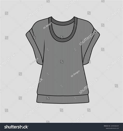 Kimono Ribbed Roll Sleeve Top Crew Stock Vector Royalty Free