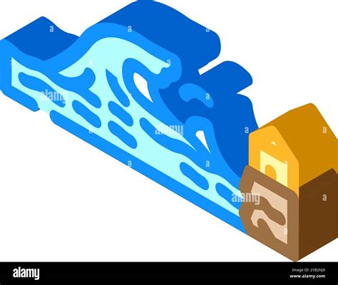 Tsunami Wave Natural Phenomena Isometric Icon Vector Illustration Stock