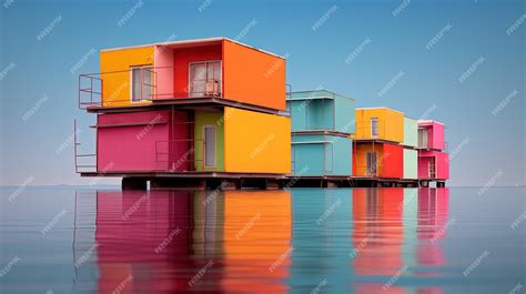 Premium Ai Image Floating Architecture Buoyant Buildings Waterborne Structures Solid Color