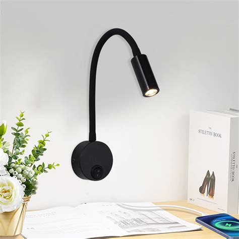 Led Hose Wall Lamp Hotel Bedside Gooseneck Reading Lamp With Switch