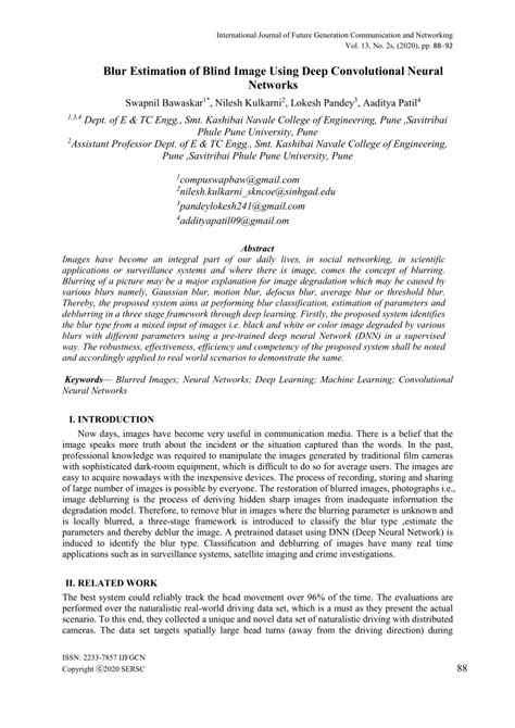Pdf Blur Estimation Of Blind Image Using Deep Convolutional Neural Networks