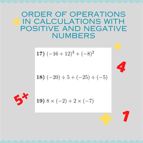 Order Of Operations In Calculations With Positive And Negative Worksheets Library