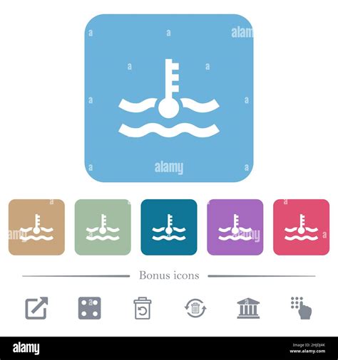 Engine Coolant Temperature Indicator White Flat Icons On Color Rounded Square Backgrounds 6