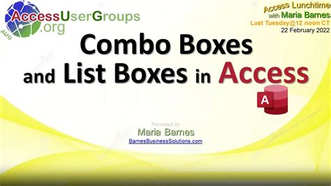 AL Combo Boxes And Listboxes In Access Maria Barnes YouTube