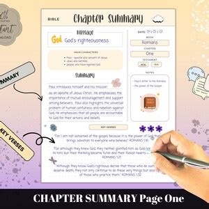Bible Chapter Summary Printable Template Bible Chapter Study Journal