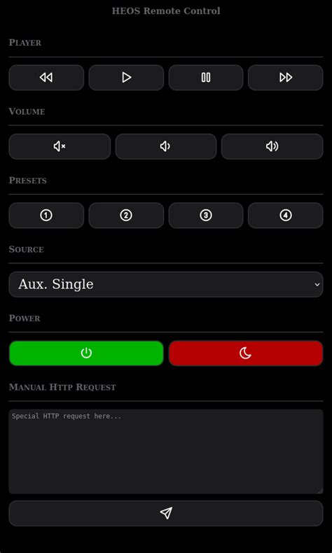 HEOS Denon Audio Video Amplifier Remote Control Web UI Remote Control