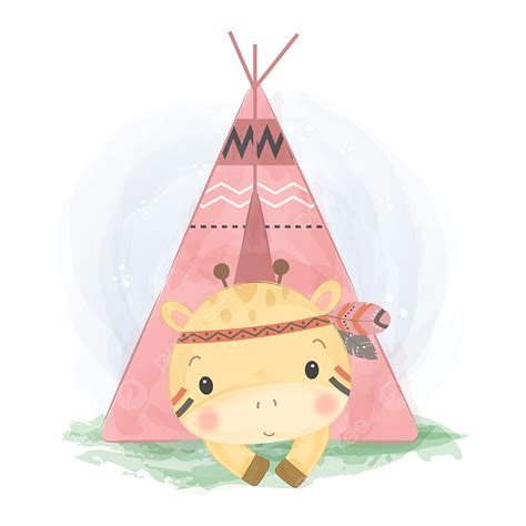 Tribal Style Vector Hd Png Images Cute Tribal Giraffe In Watercolor