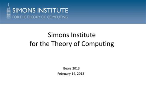 Simons Institute For The Theory Of Computing