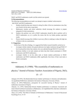 11.a correlational analysis of students achievement in waec and neco mathematics | PDF