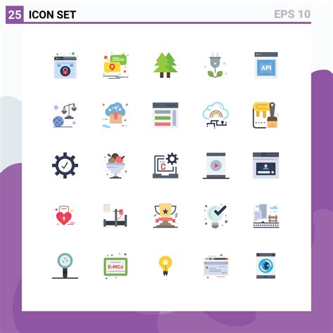 Modern Set Of 25 Flat Colors And Symbols Such As Api Green Christmas Tree Merry Editable Vector