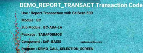 Demo Report Transact Sap Tcode For Report Transaction With Selscrn 500