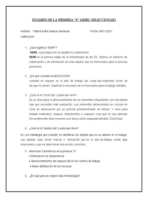 Examen De La Primera S Pdf