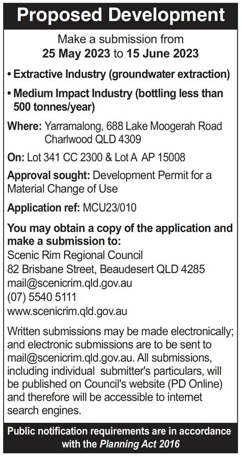 Proposed Development Extractive Industry