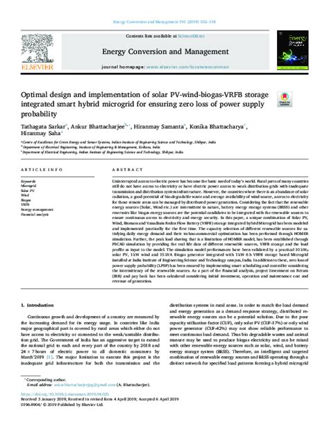 Pdf Optimal Design And Implementation Of Solar Pv Wind Biogas Vrfb