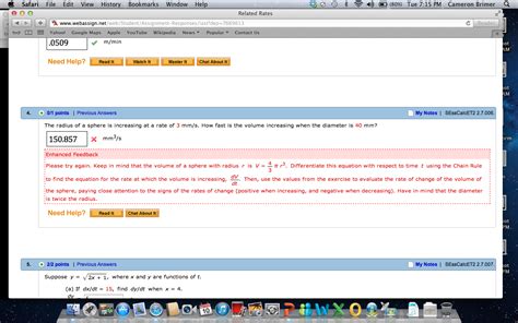 Solved The Radius Of A Sphere Is Increasing At A Rate Of 3
