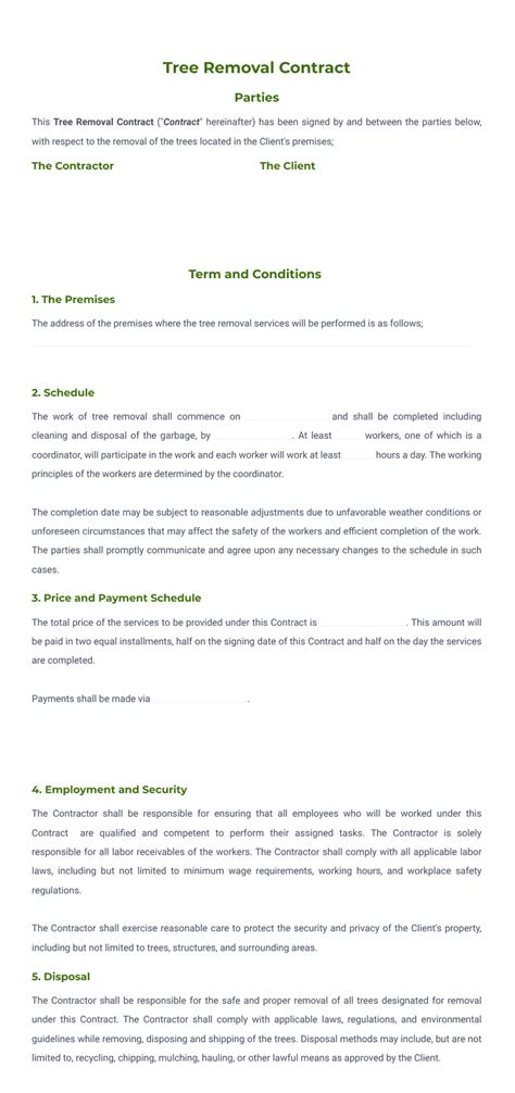 Tree Removal Contract Sign Templates Jotform
