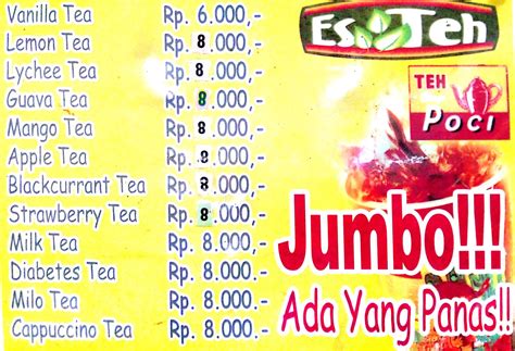 Daftar Harga Menu Delivery Es Teh Poci Ahoyy Bumi Cik