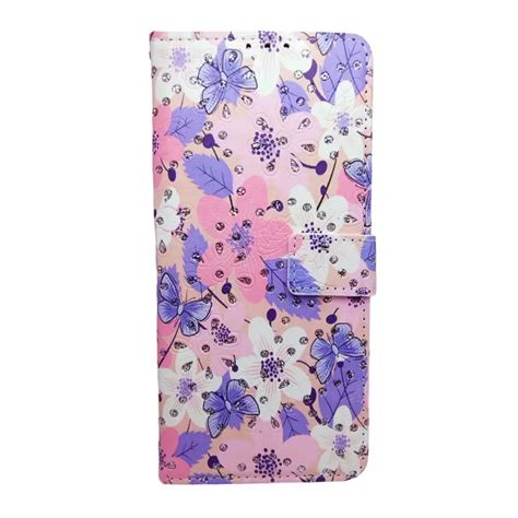 Generico Flipcover Para Samsung A14 Funda Con Tapa Flores Lila