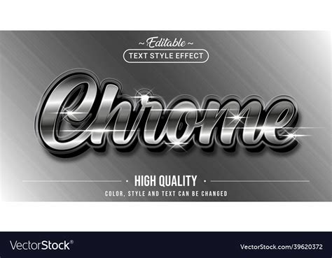 Editable Text Style Effect Chrome Royalty Free Vector