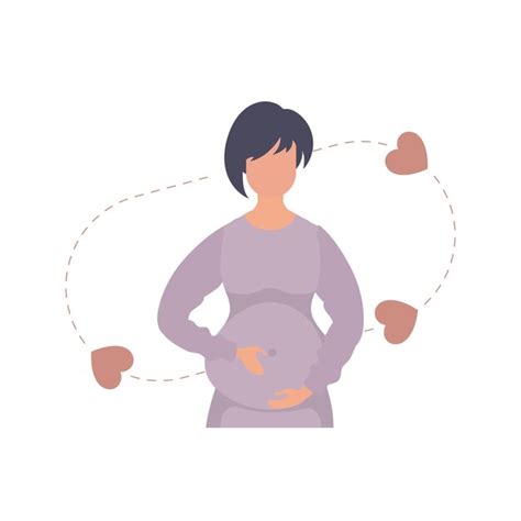 Premium Vector Pregnant Girl Lovingly Holds Her Belly Isolated Vector