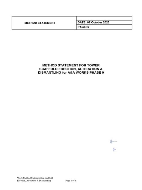 Method Statement Of Scaffolding Pdf Scaffolding Personal