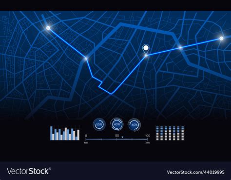 Gps Map City Street Road Run Navigate App Ui Vector Image