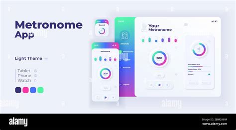 Metronome App Screen Vector Adaptive Design Template Rhythm Supporting Application Day Mode