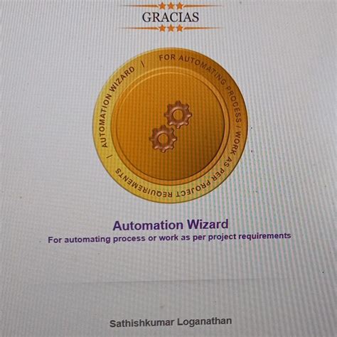 Sathish Kumar L On Linkedin Automation Award