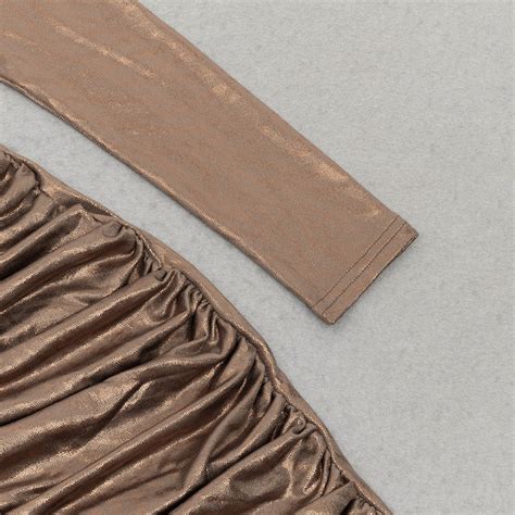 Pleated Hip Wrap Midi Dress In Brown