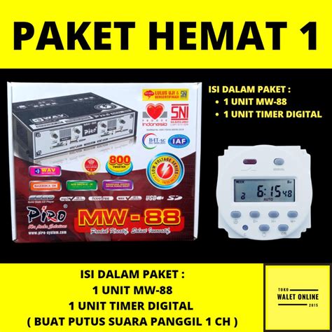 Jual Amplifier Walet Piro Mw 88 Timer Putus Suara Panggil Tarik Paket Player Power Ampli