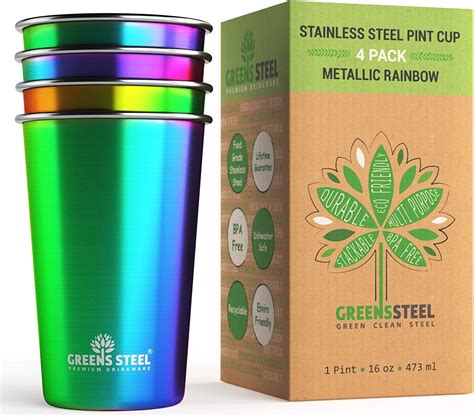 Vasos De Acero Inoxidable De 16 Onzas Paquete De 4