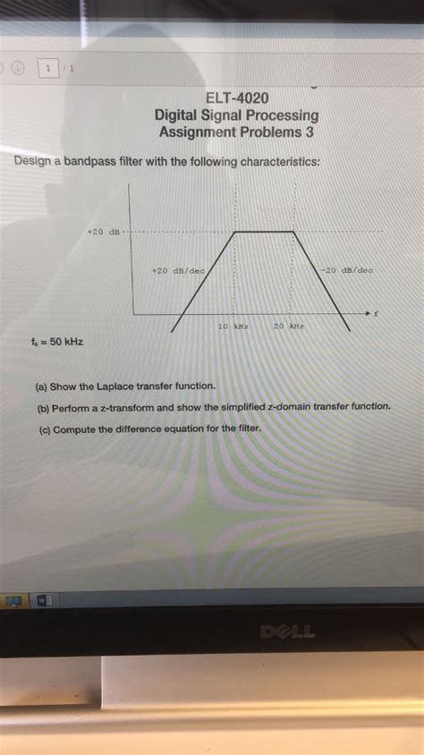 Solved Design A Bandpass Filter With The Following Chegg Com