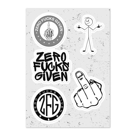 Classic Logos Sticker Sheet 2 Zero Fucks Given Apparel