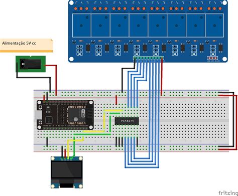 Expansor de portas PCF P com ESP e módulo relé de canais