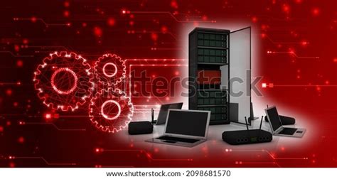 3d Illustration Data Center Server Connected Stock Illustration