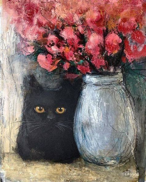 Pin By Liz Blake On Cats Cat Painting Cat Art Illustration Black Cat Painting