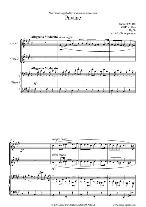Faure Op50 Pavane 2 Oboes Classical Sheet Music