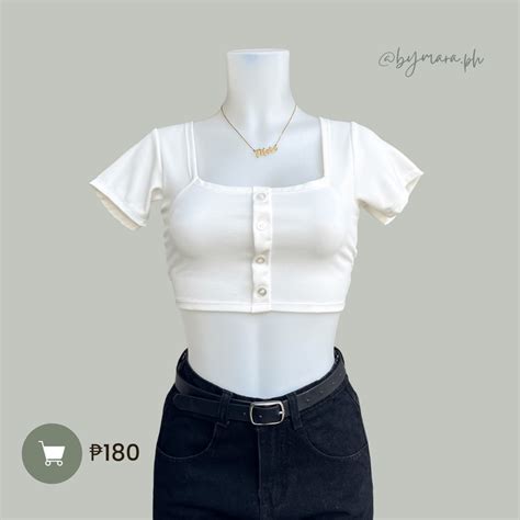 White Square Neck Crop Top Womens Fashion Tops Blouses On Carousell