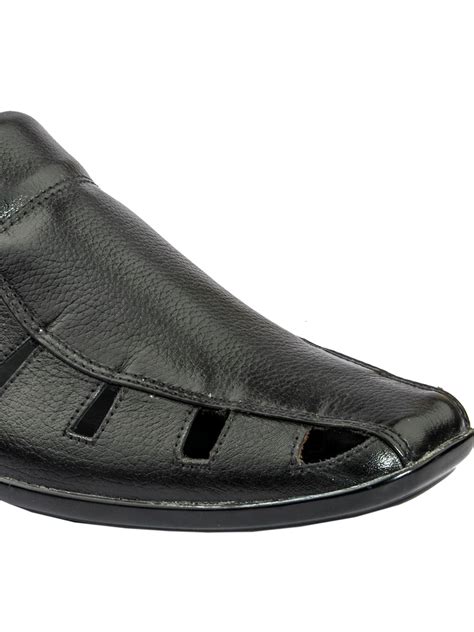 Designers Elegance Handmade Black Leather Sandals For Men