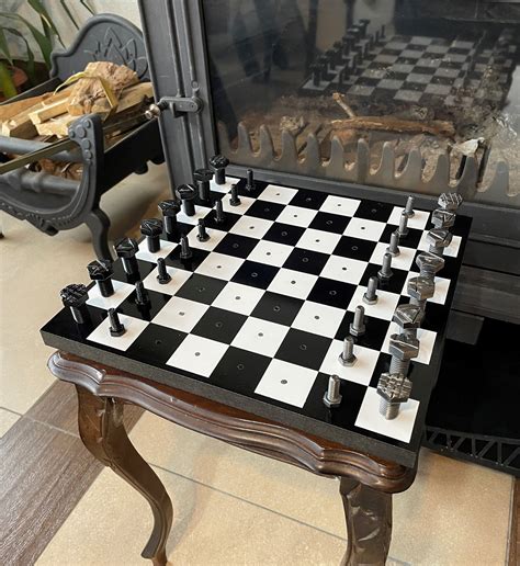 Chess Set Pieces From Bolts And Nuts Real Car Engine Parts