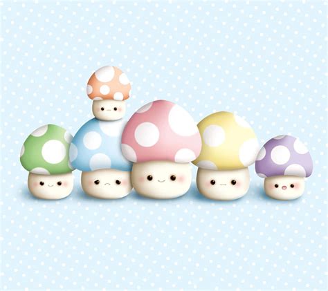 Cute Mushroom Cartoon Wallpaper